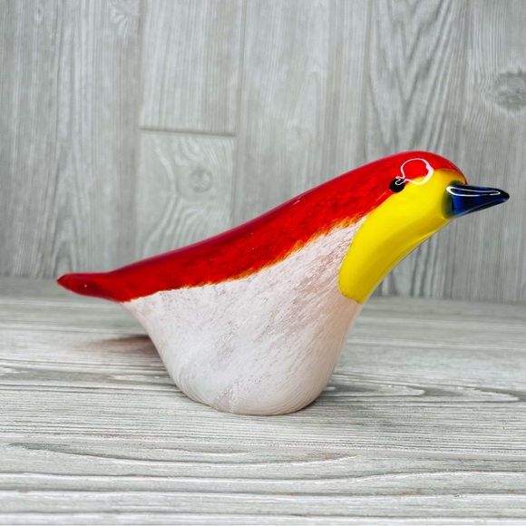 Pier 1 | Accents | Pier Art Glass Red Bird Blue Beak Yellow Head Figure ...